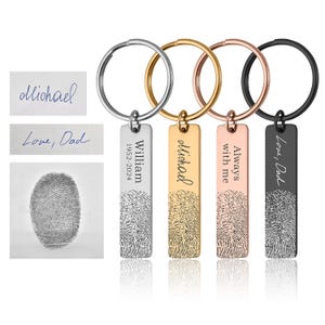 Fingerprint and Handwriting Memorial Keychain, Engraved Custom ...