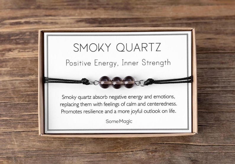 Smoky Quartz Bracelet - Adjustable Cord With Natural Crystals for ...