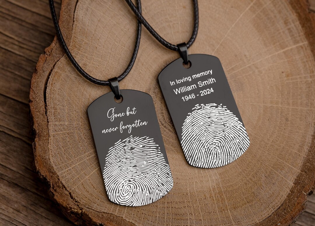 Memorial Fingerprint Necklace for Men, Custom Sympathy Gift for Men ...