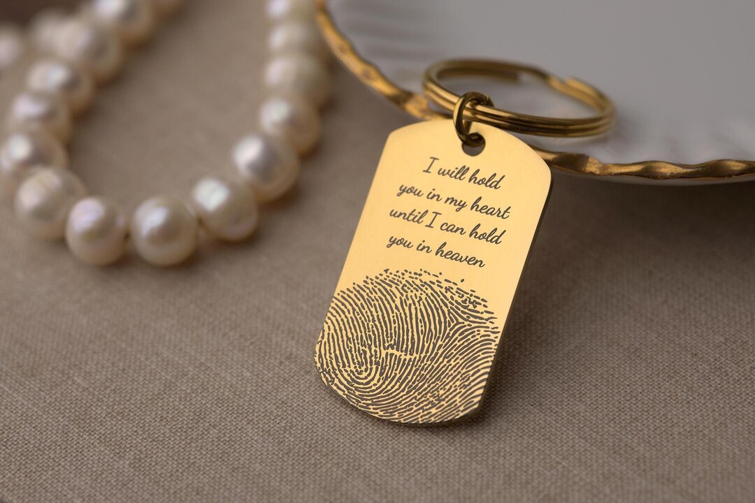 Fingerprint Keepsake Keychain, Loss of Mom, Memorial Gift, Engraved ...