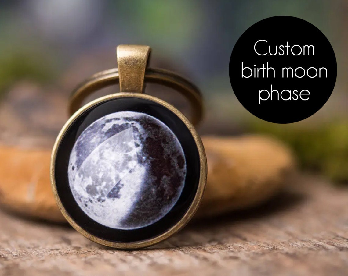 Custom Moon Phase Keychain Custom Birth Moon Personalized | Etsy