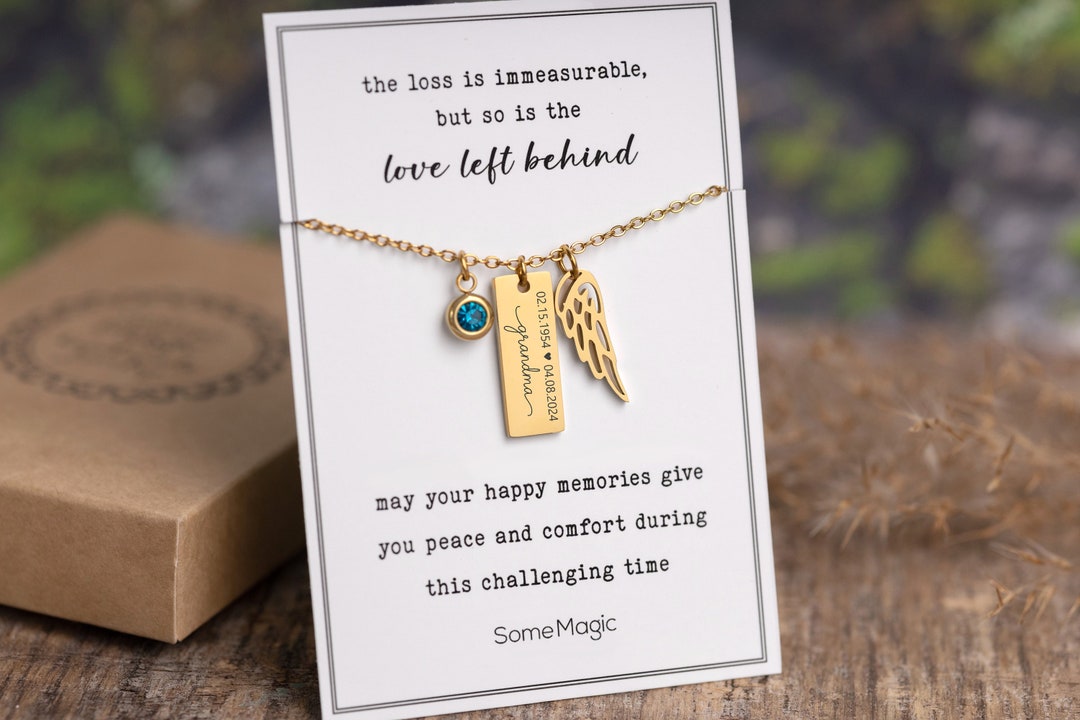 Loss of Grandmother, Angel Wing Memorial Necklaces With Birthstone ...