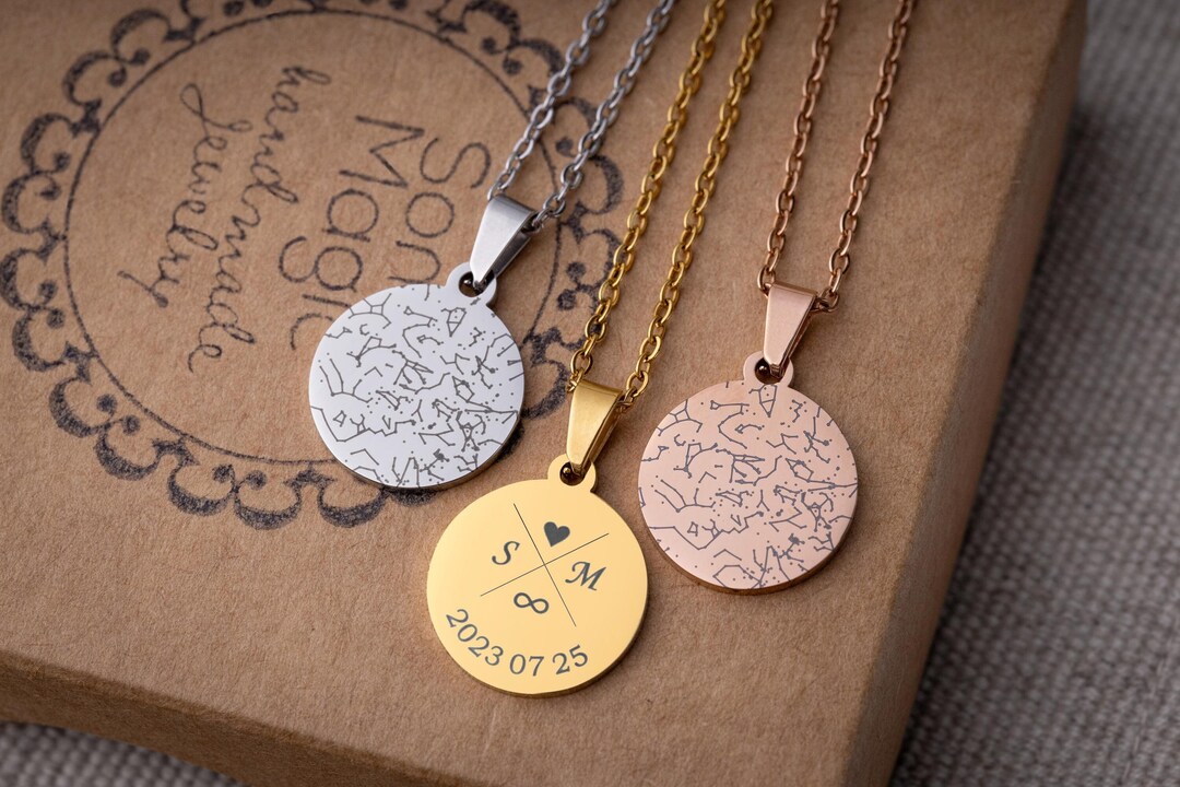 Custom Star Map Necklace, Wedding Anniversary Gift for Women ...