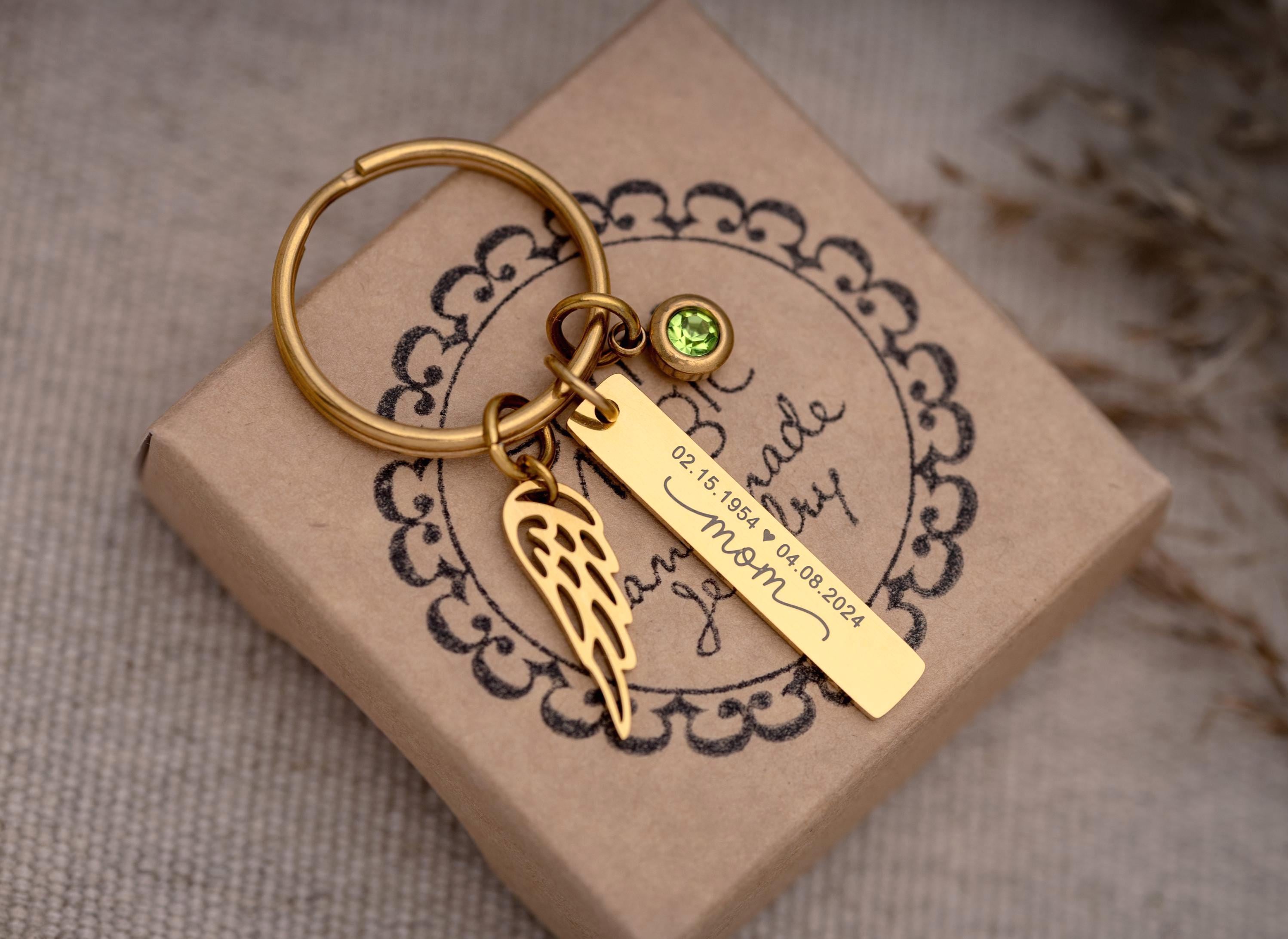 Loss of Mom Sympathy Gift, Memorial Keychain With Angel Wing and ...