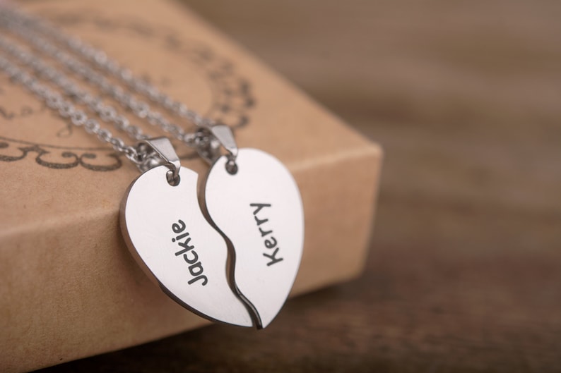 Broken Heart Necklace Set - Two Piece Matching Necklaces for Couples or ...