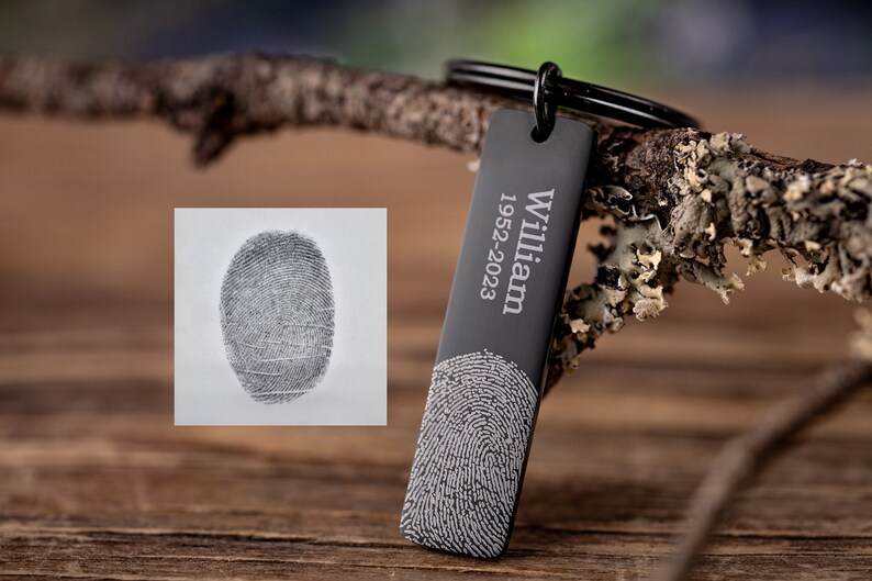 Actual Handwriting and Fingerprint Memorial Keychain, Laser Engraved ...