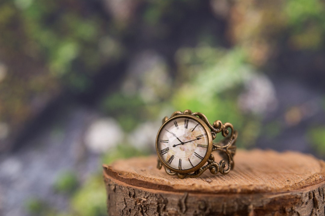 Clock Ring, Gift for Women, Adjustable Ring, Statement Ring, Gift for ...