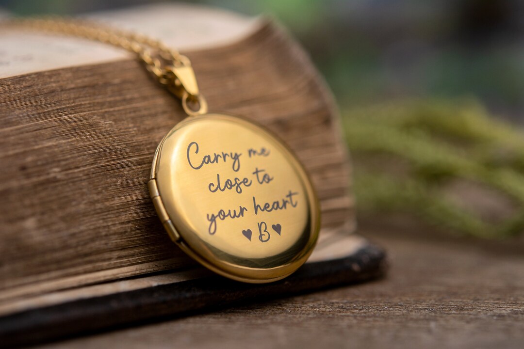 Custom Engraved Locket Necklace With Photos, Personalized Locket ...