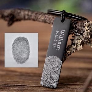 Fingerprint and Handwriting Memorial Keychain, Engraved Custom ...