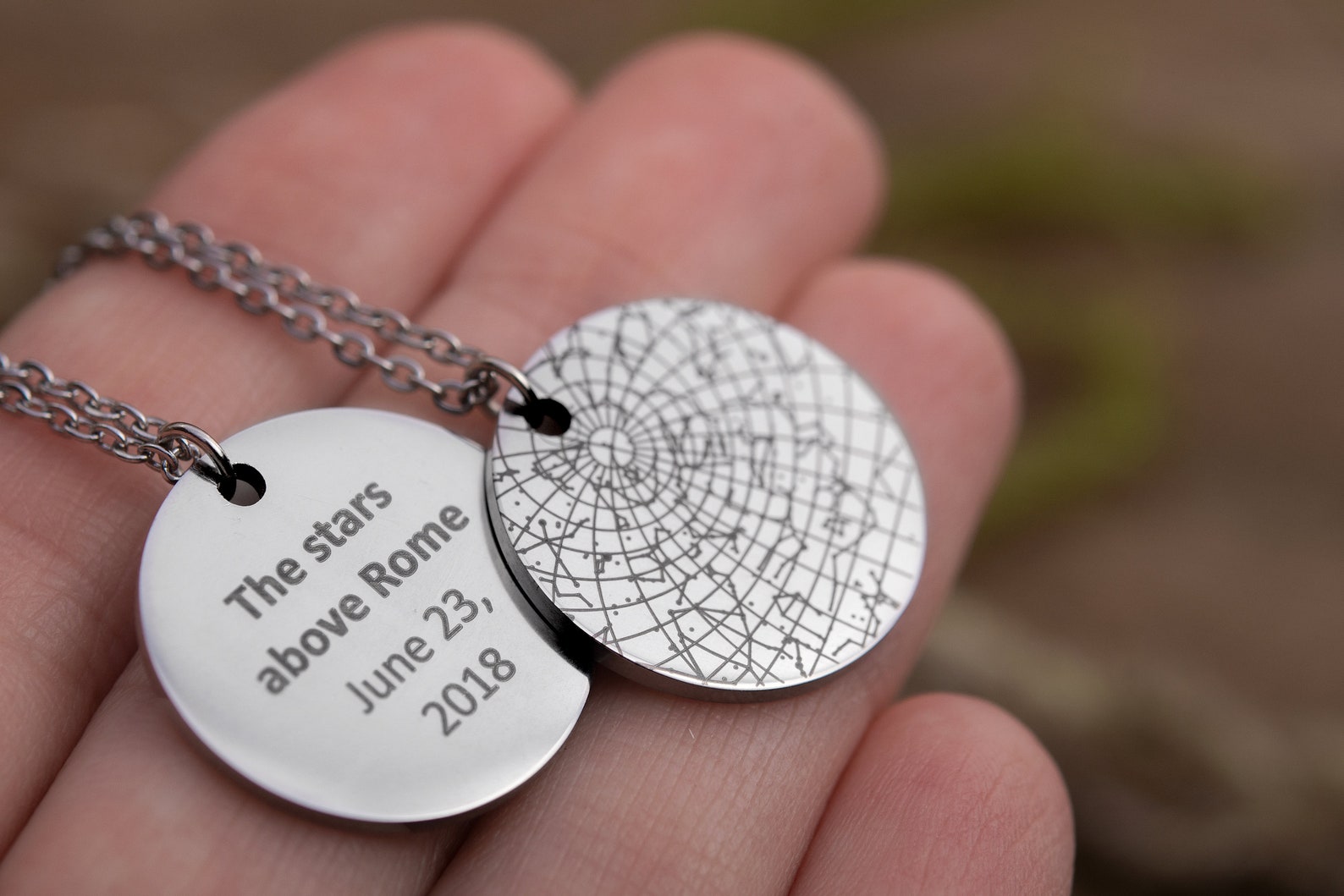 Engraved Custom Star Map by Date Necklace Wedding Birthday - Etsy