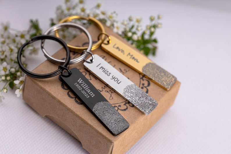 Custom Fingerprint Keychain - Personalized Thumbprint Keyring With ...