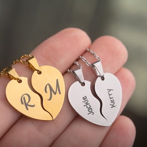 Broken Heart Necklace Set - Two Piece Matching Necklaces for Couples or ...