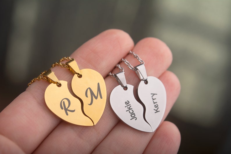 Broken Heart Necklace Set - Two Piece Matching Necklaces for Couples or ...