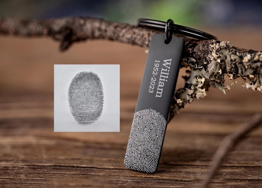 Custom Fingerprint Keychain - Personalized Thumbprint Keyring With ...