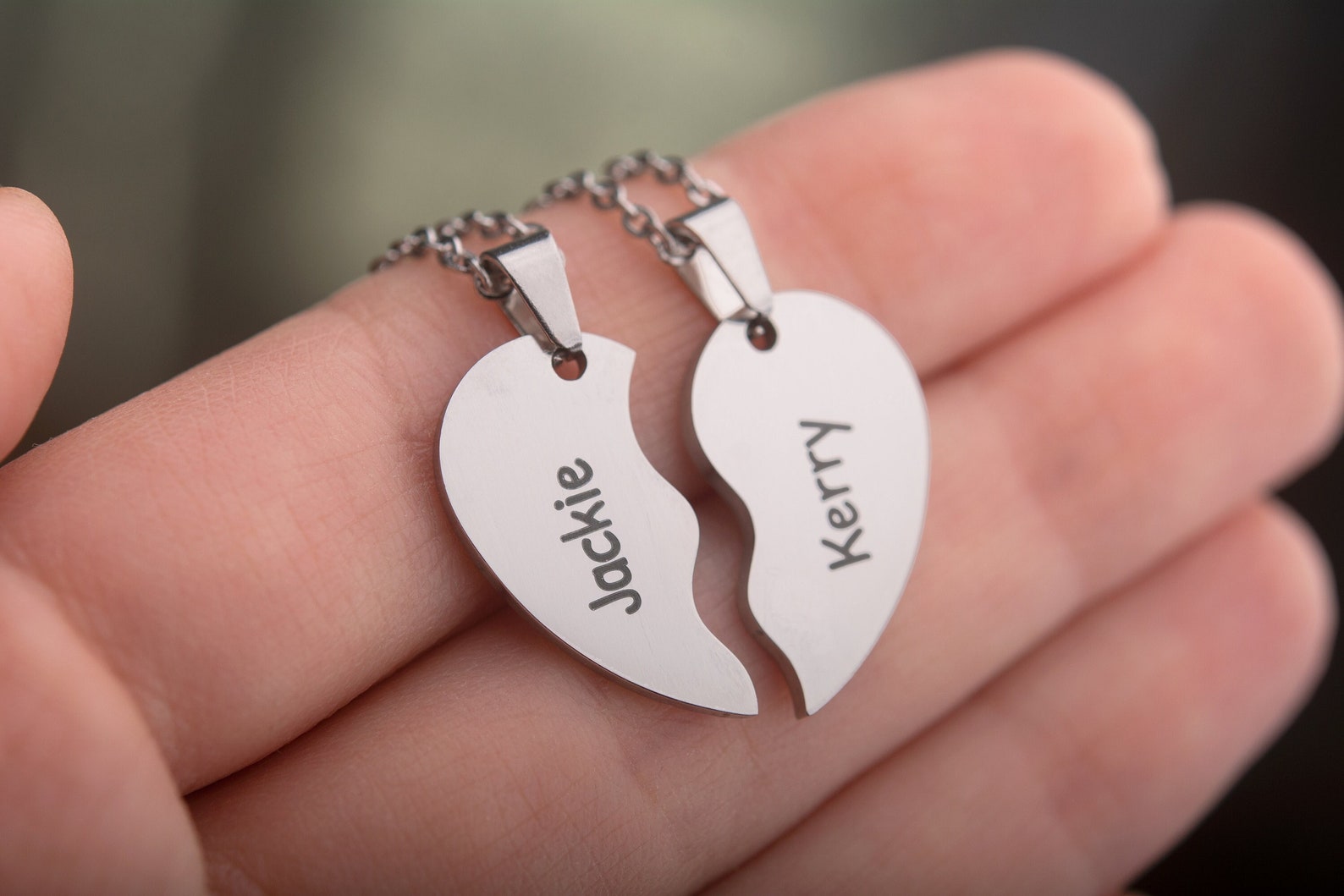 Custom Engraved Split Heart Necklaces Sharing Heart Necklace - Etsy