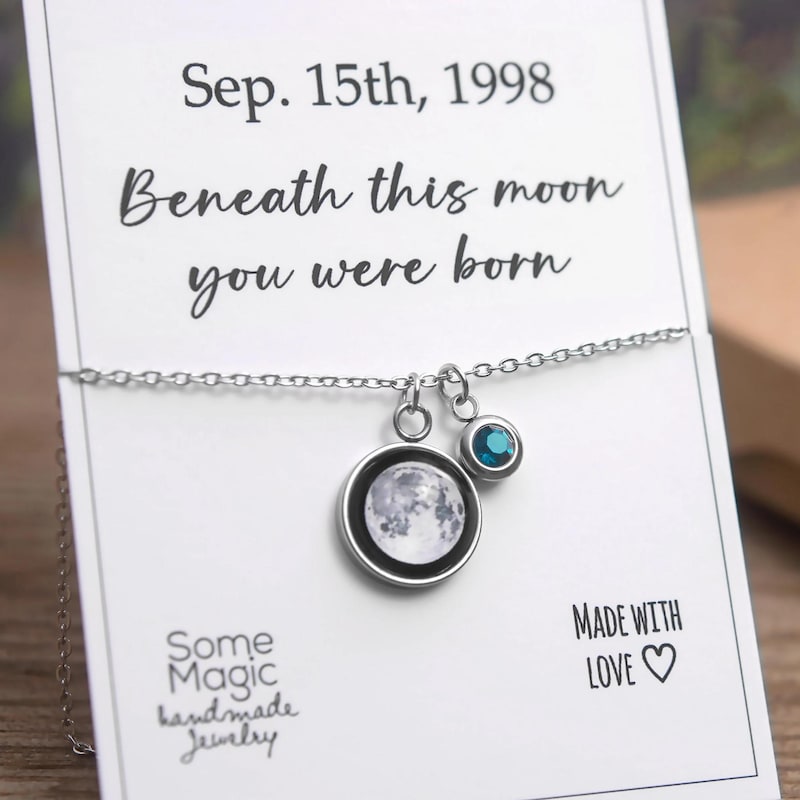 Peridot and Moon Necklace - Etsy