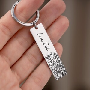 Fingerprint and Handwriting Memorial Keychain, Engraved Custom ...