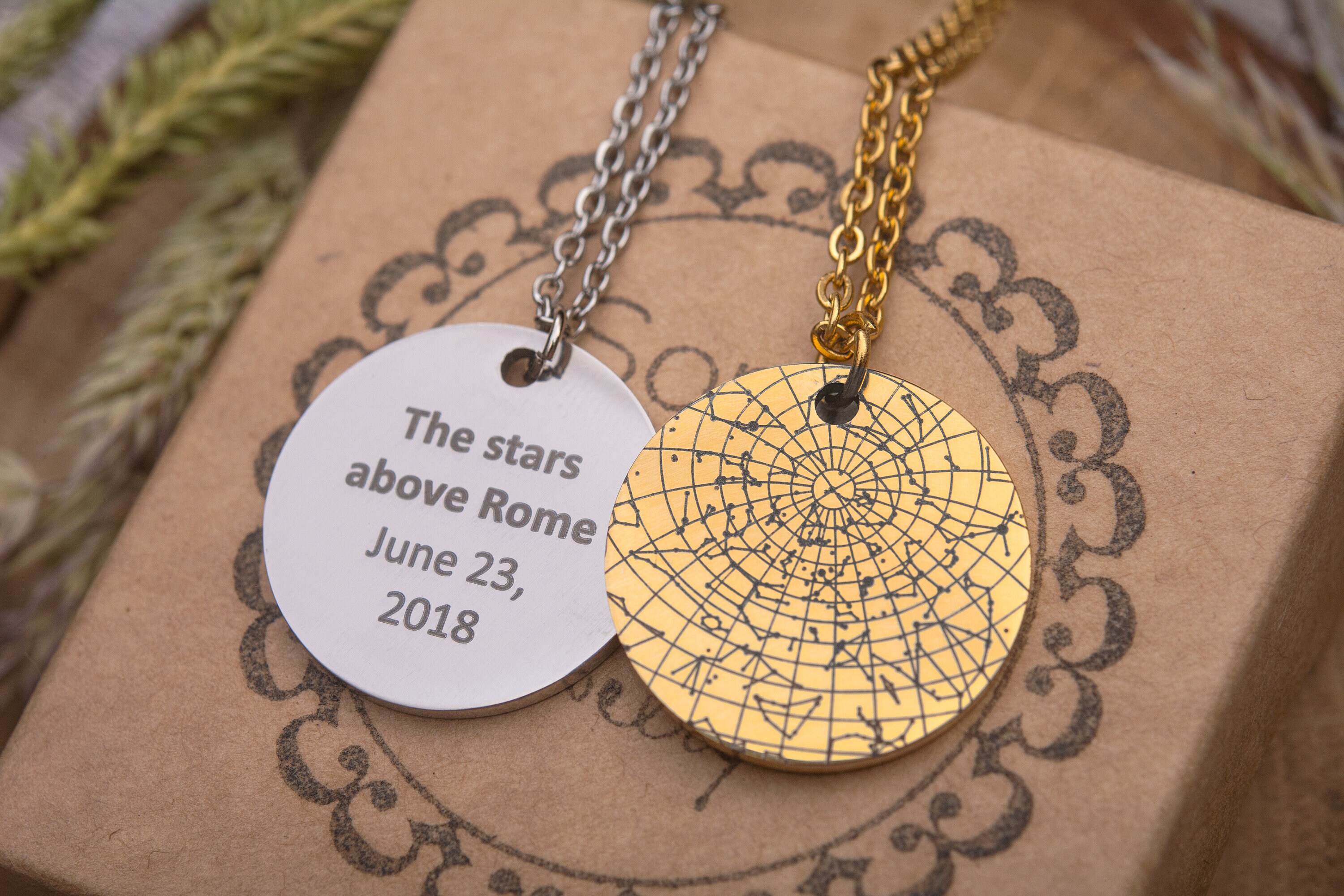 Engraved Custom Star Map by Date Necklace, Wedding, Birthday ...