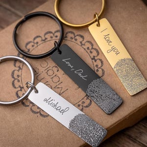 Fingerprint and Handwriting Memorial Keychain, Engraved Custom ...