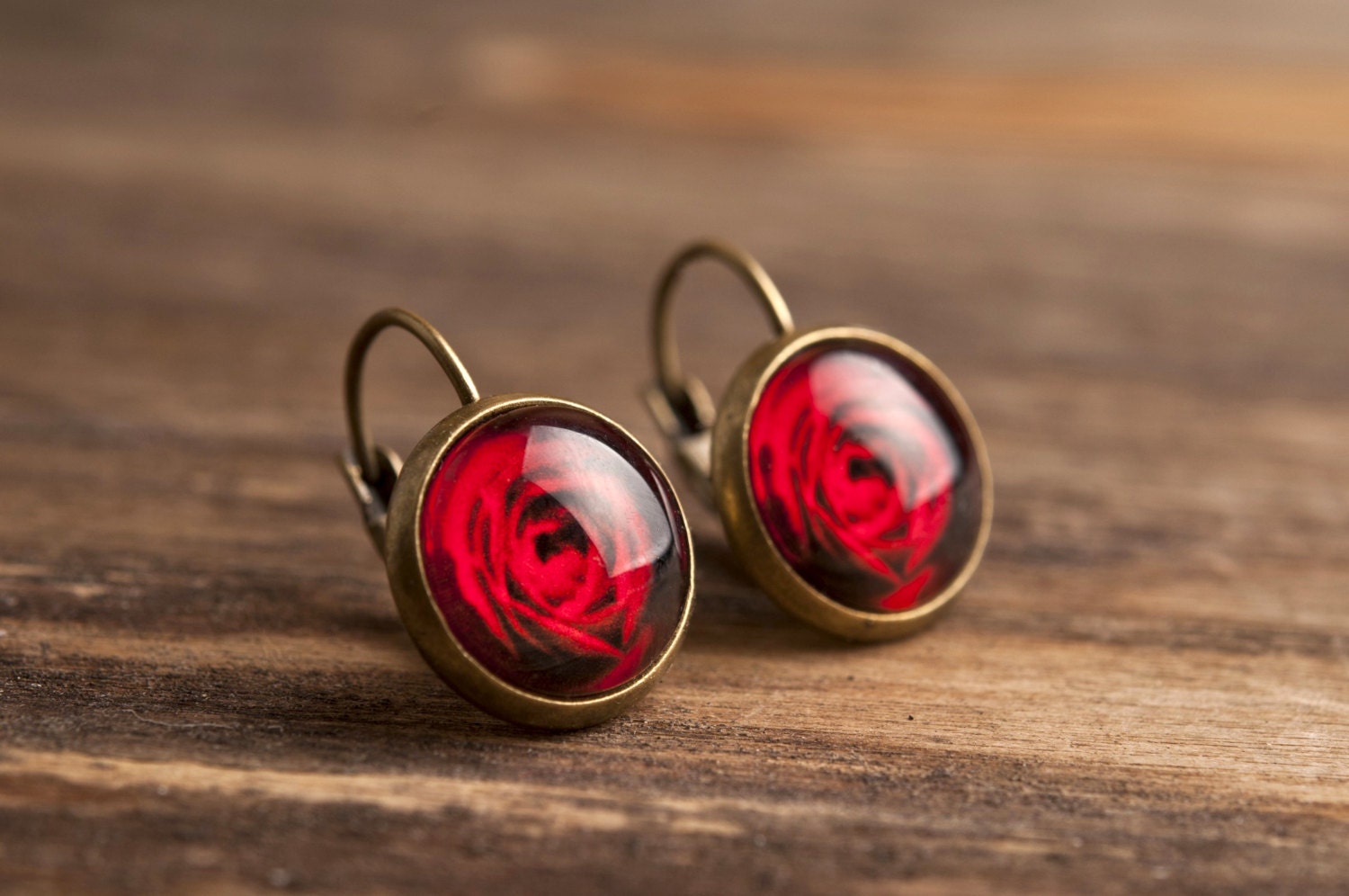 Red rose dangle earrings floral earrings red rose earrings | Etsy