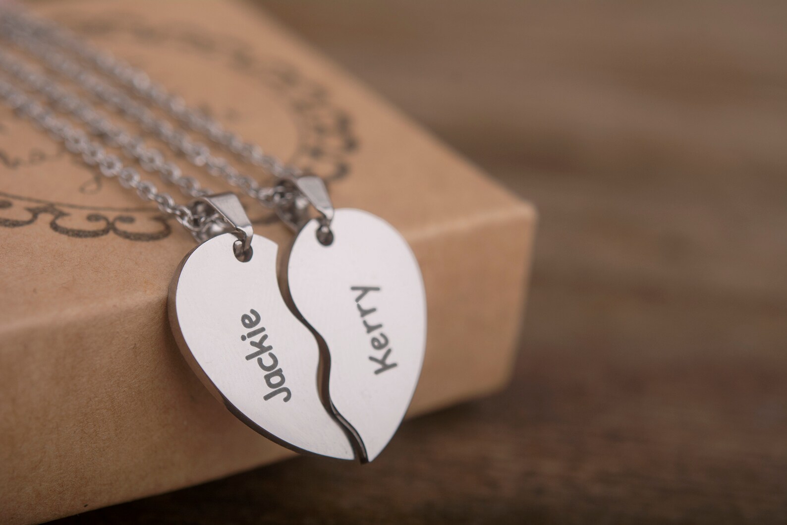 Custom Engraved Split Heart Necklaces Sharing Heart Necklace - Etsy