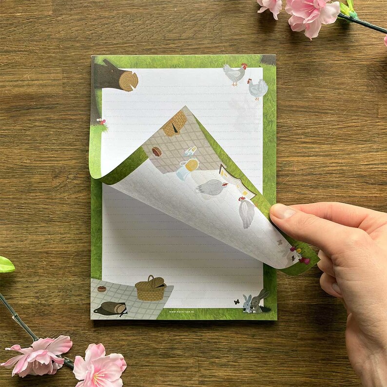 WRITING PAPER Animal PICNIC Letters Set Chickens Bunnies Rabbit Spring ...