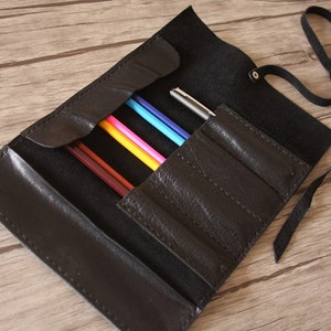 Leather Pen Case Pencil Roll Drawing Pen Carrier Pen Sleeve - Etsy