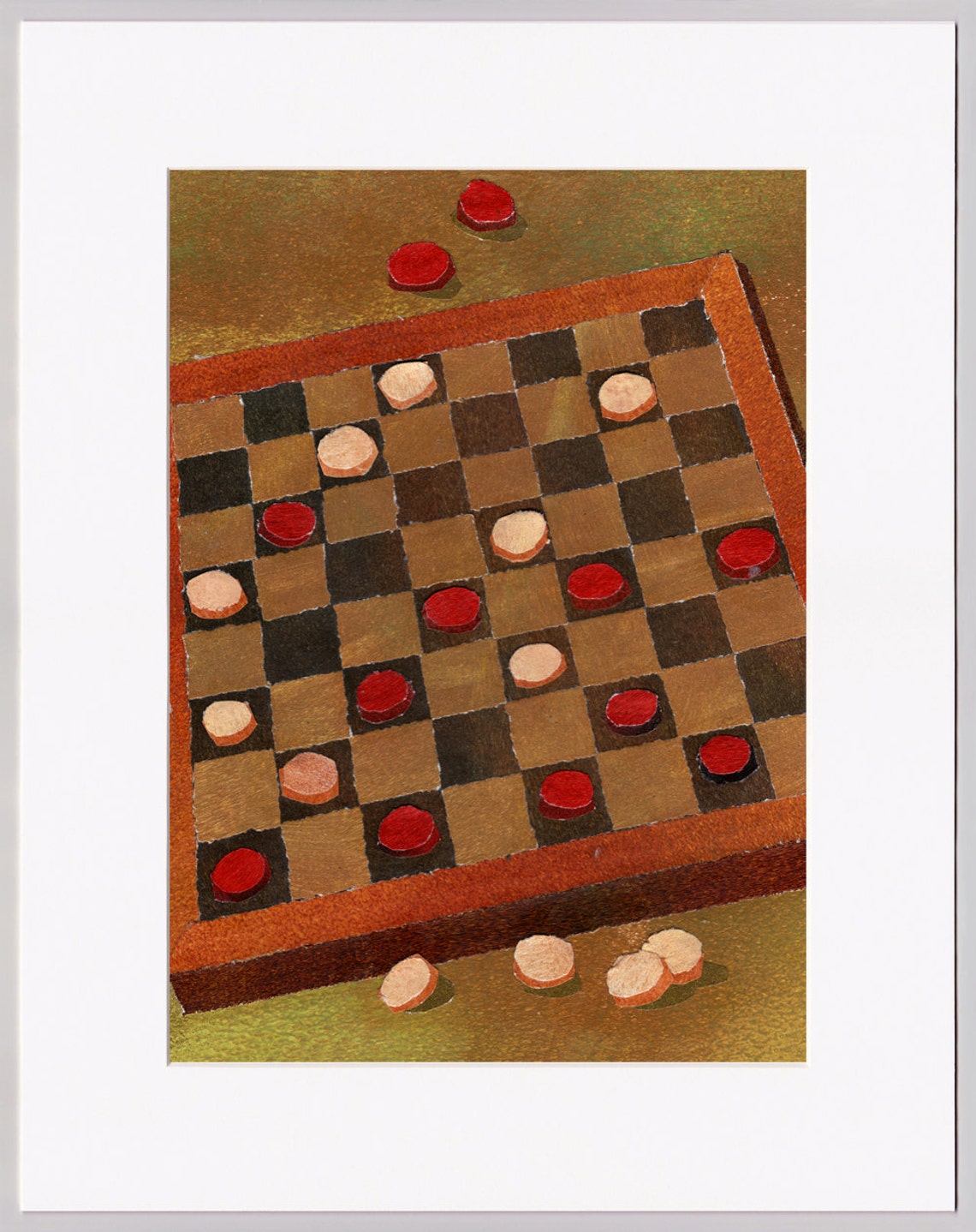 A Game of Checkers NOSTALGIA Card or Print Childhood | Etsy