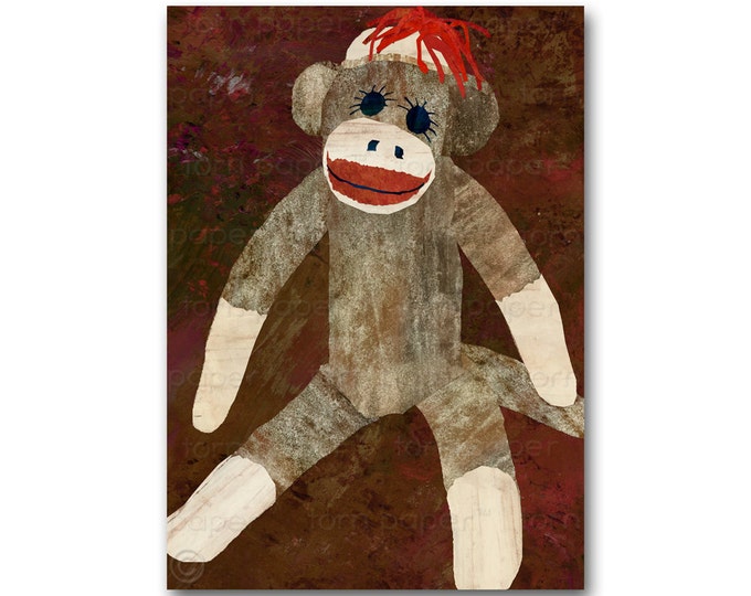 Sock Monkey - Child's Room Décor - Childhood Memories - CARD or PRINT ...