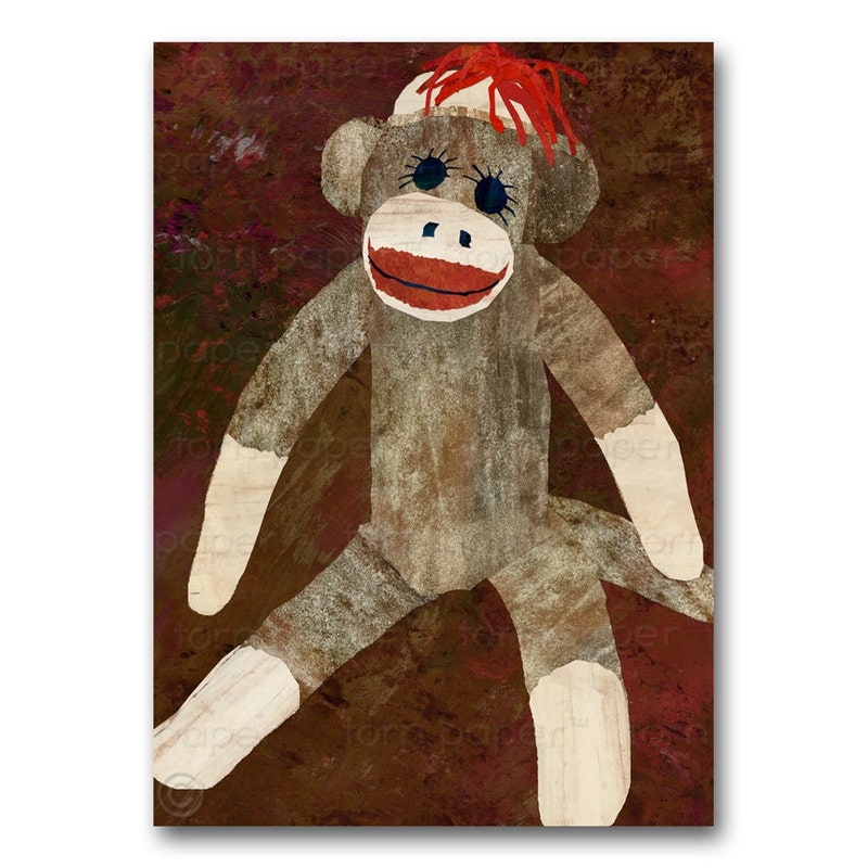 Sock Monkey Art - Etsy