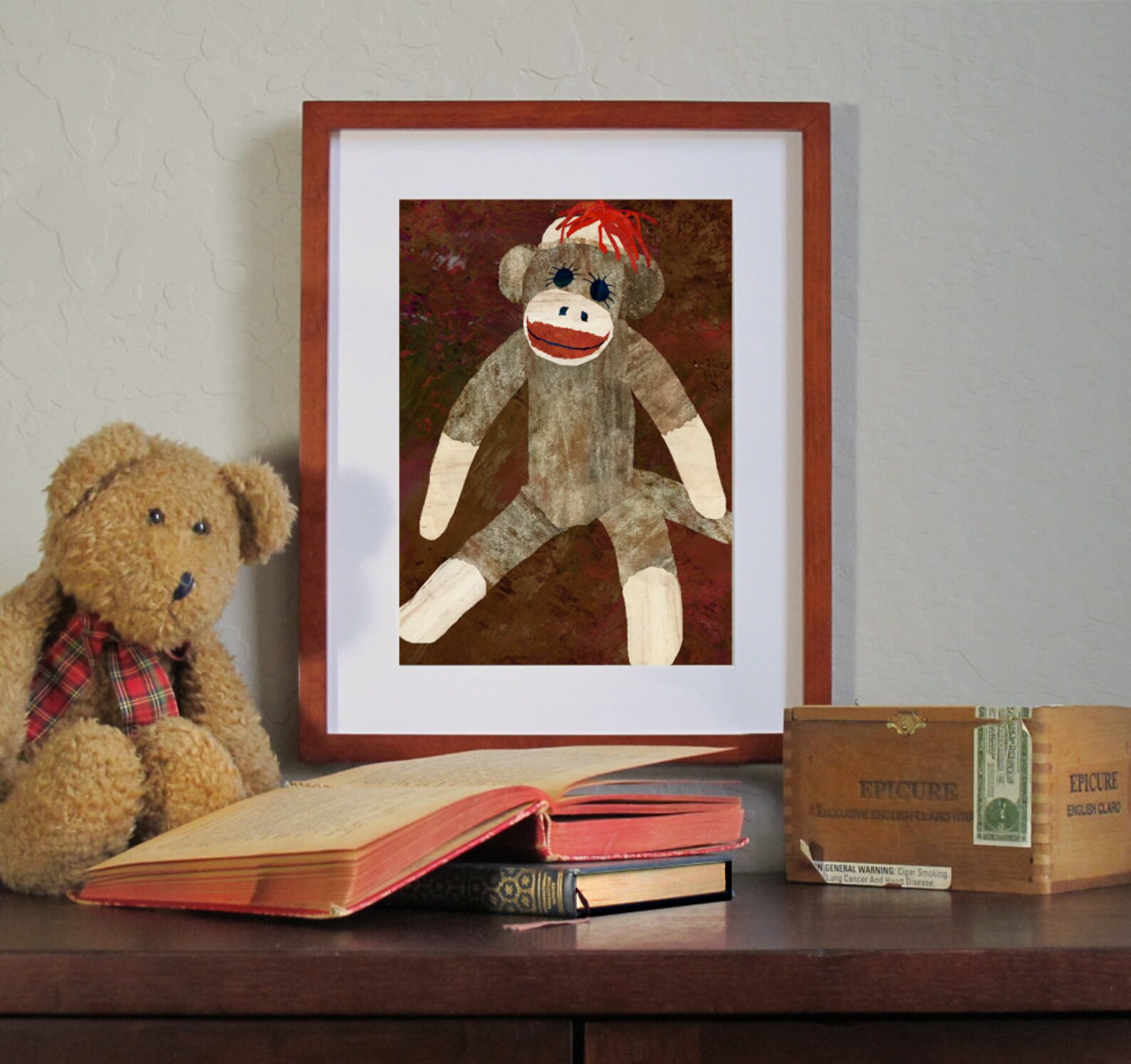 Sock Monkey - Child's Room Décor - Childhood Memories - CARD or PRINT ...