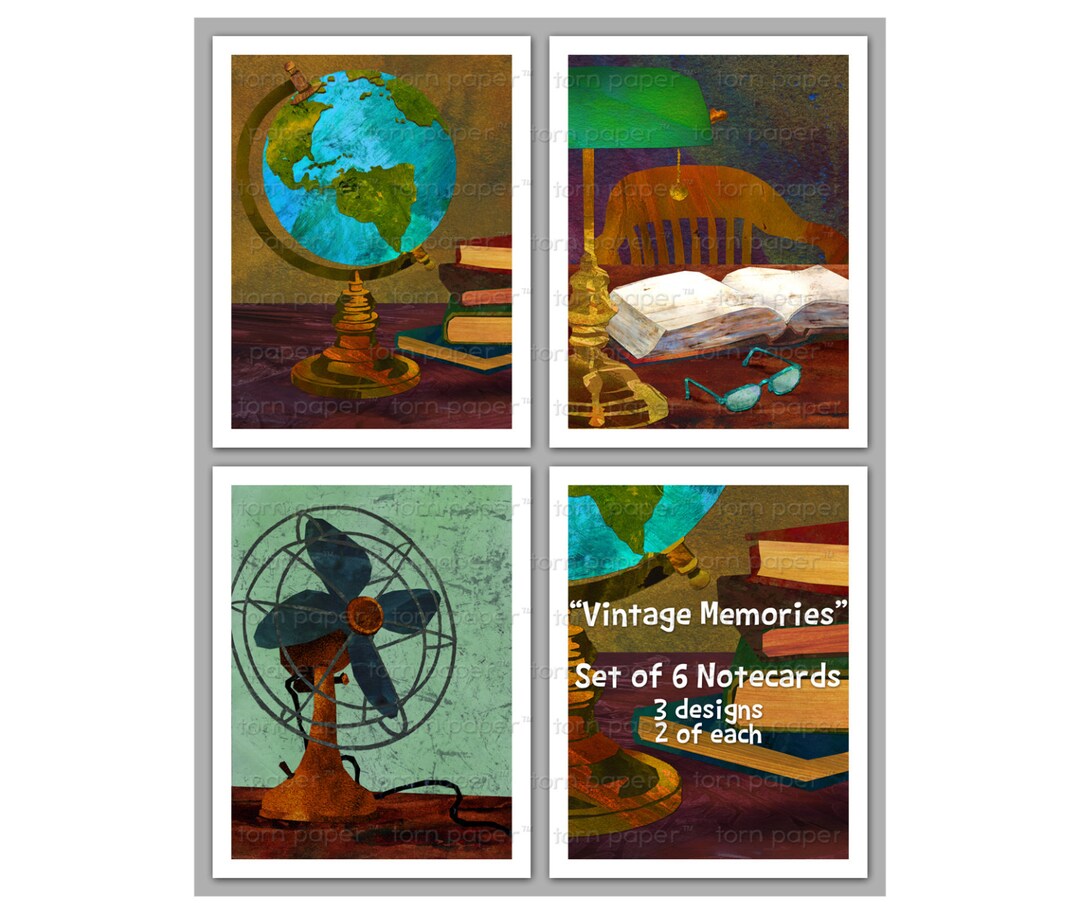 Vintage Memories - Set of 6 NOTE CARDS - Antique Electric Fan, World ...