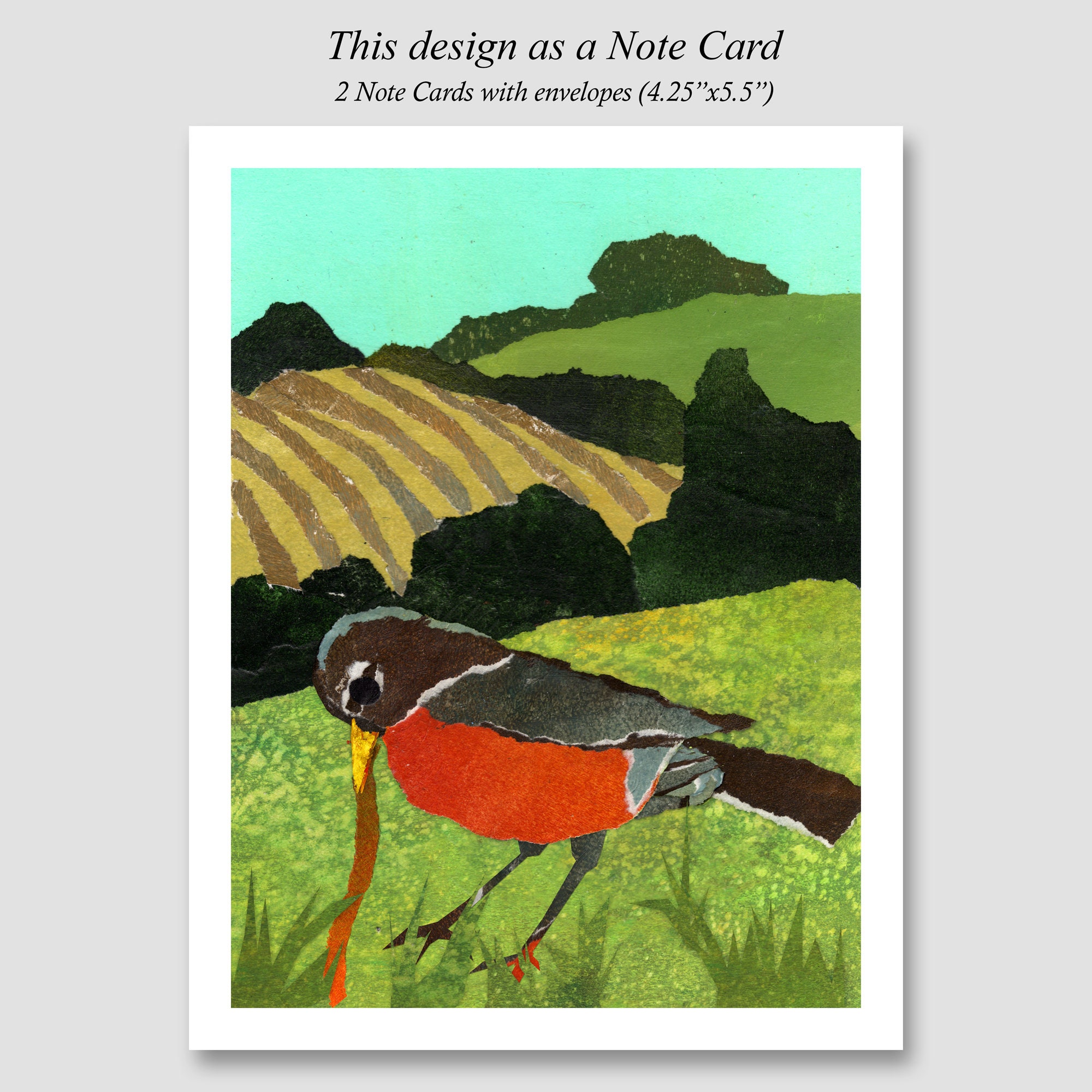 The Early Bird - Collage Art GREETING CARD, 2 Note Cards or a PRINT ...