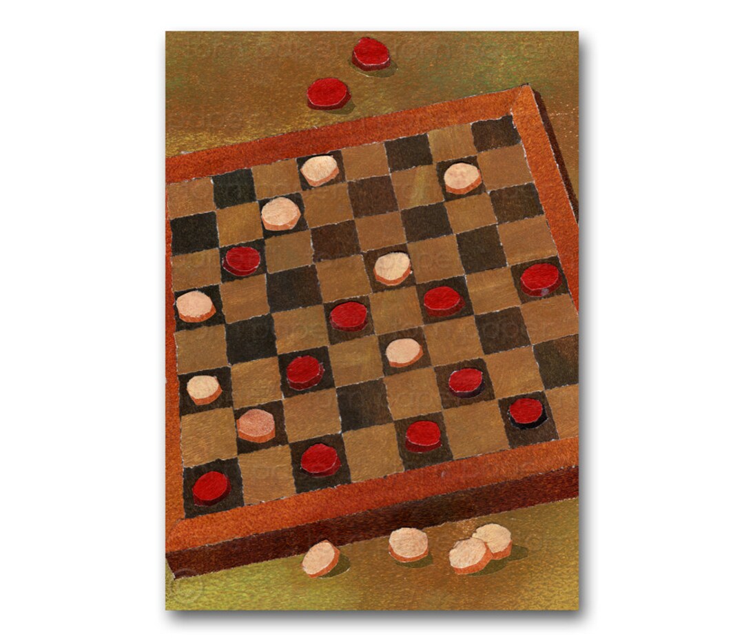 A Game of Checkers - CARD or PRINT - Collage Art by Linda Henry ...