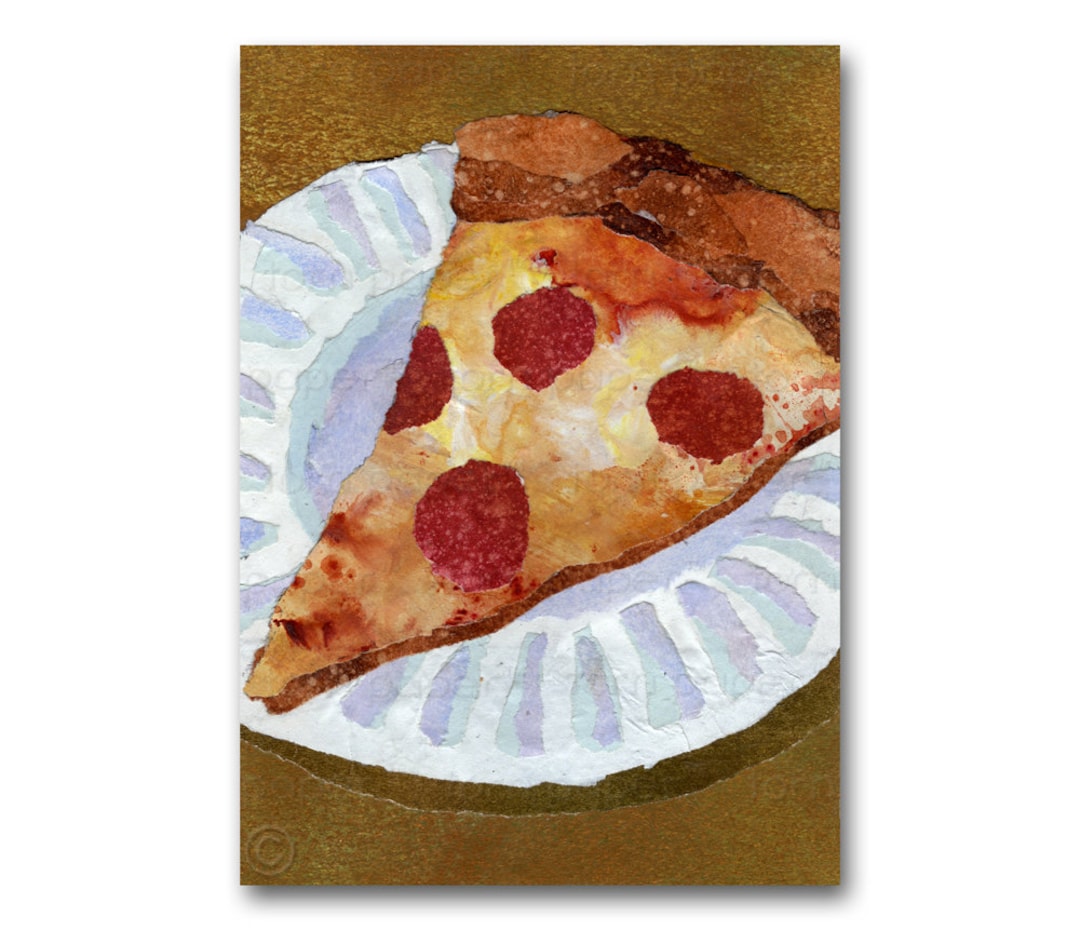 Pizza Party - Collage Art CARD or PRINT - Party Invitation - Retro Art ...