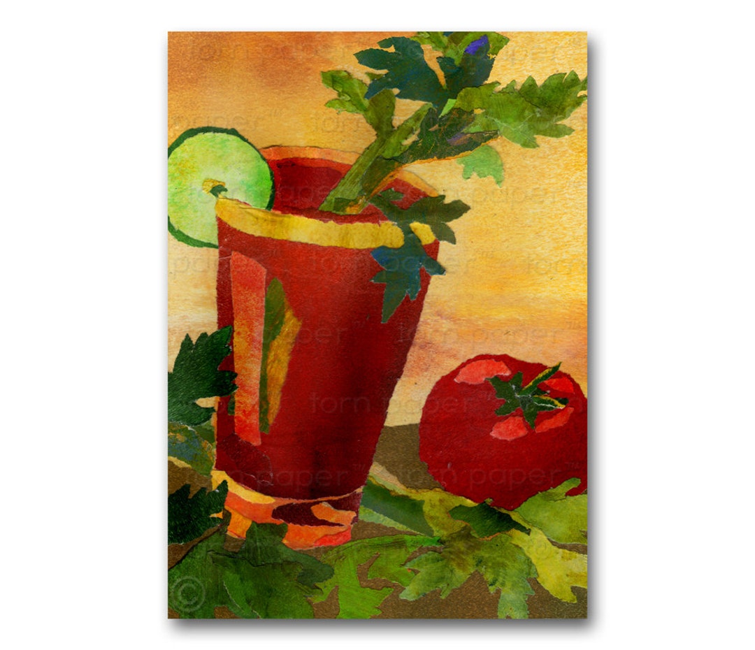 A BLOODY MARY in the Morning - Collage Art Card or Matted Print by ...