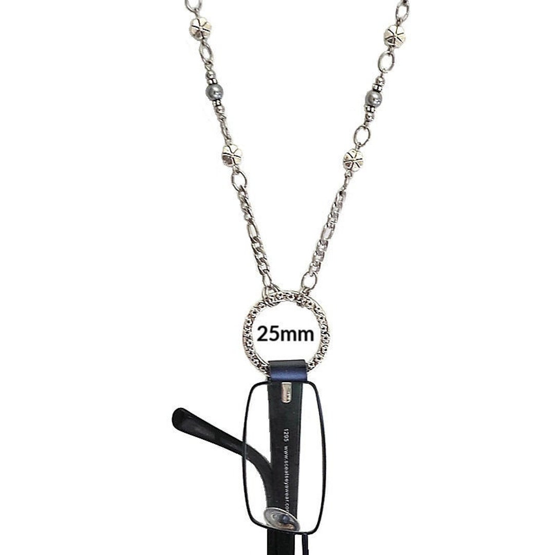 GLASSES CHAINS Gray EYEGLASS Necklace Eyeglass Chain Sunglasses Chain Silver Readers Chain Loop ...