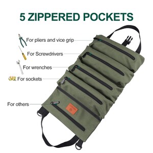 Roll up Tool Pouch, Wrench Roll up Bag Multi-purpose Canvas Tool Roll ...