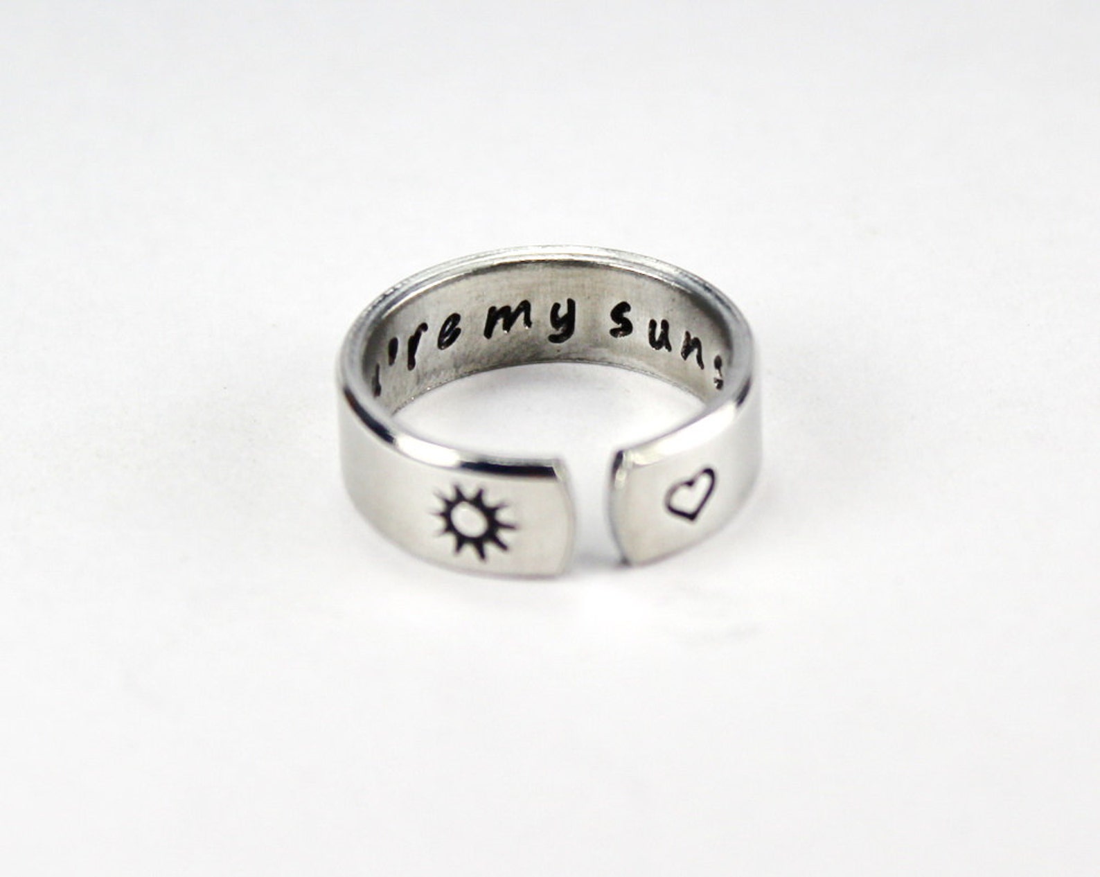 You Are My Sunshine Ring, Personalized Adjustable Ring, Hand Stamped ...