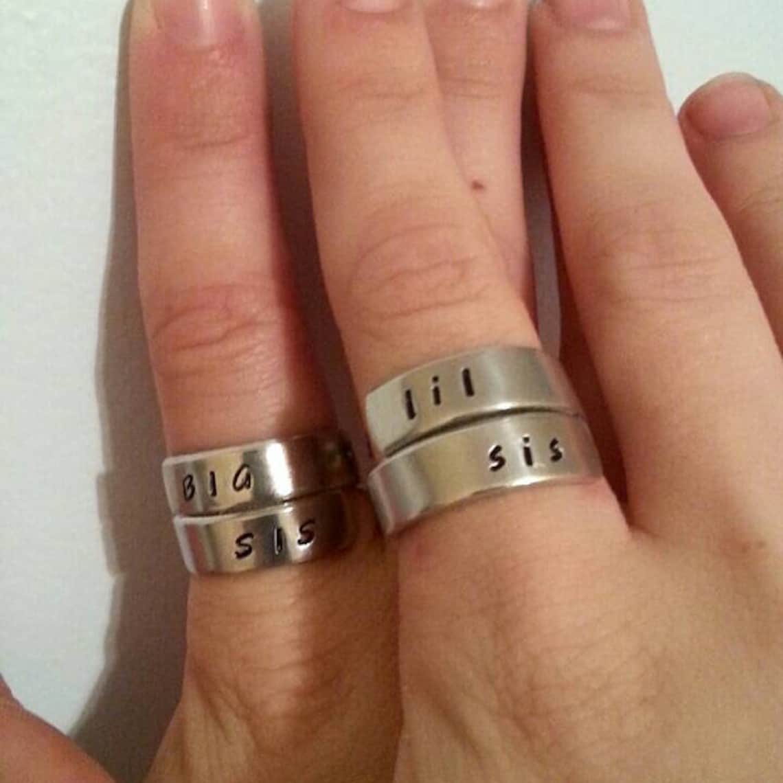 Sisters Ring Set Big Sis Lil Sis Rings Big Sister Little | Etsy