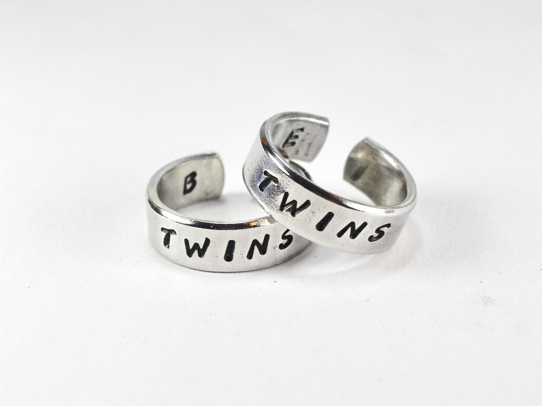 Twins Ring Set, Personalized Twin Sisters Match Pair Rings, Soul ...