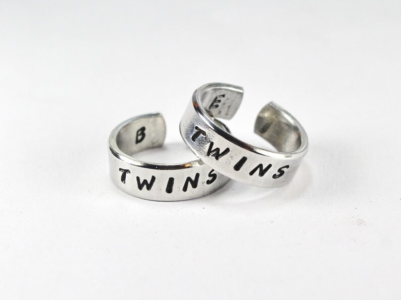 Twins Ring Set Personalized Twin Sisters Match Pair Rings - Etsy