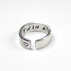 Twin A, Twin B Sister Ring Set, Twin Sisters Matching Pair Rings ...