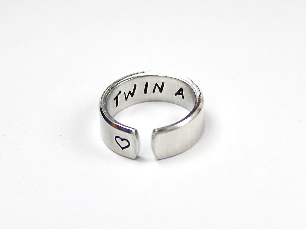 Twin A Twin B Sister Ring Set Twin Sisters Matching Pair - Etsy