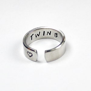 Twin A, Twin B Sister Ring Set, Twin Sisters Matching Pair Rings ...