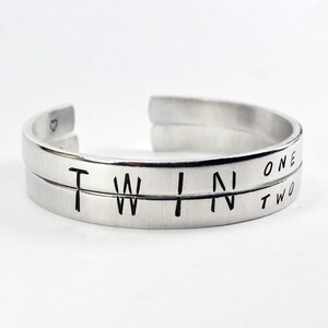 Twin One Twin Two Bracelet Set, Twins Bracelets, Split Half Word Cuff ...