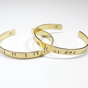 Twin One Twin Two Bracelet Set, Twins Bracelets, Split Half Word Cuff ...