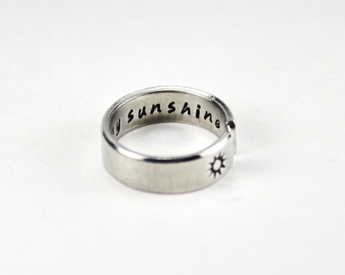 You Are My Sunshine Ring, Personalized Adjustable Ring, Hand Stamped ...