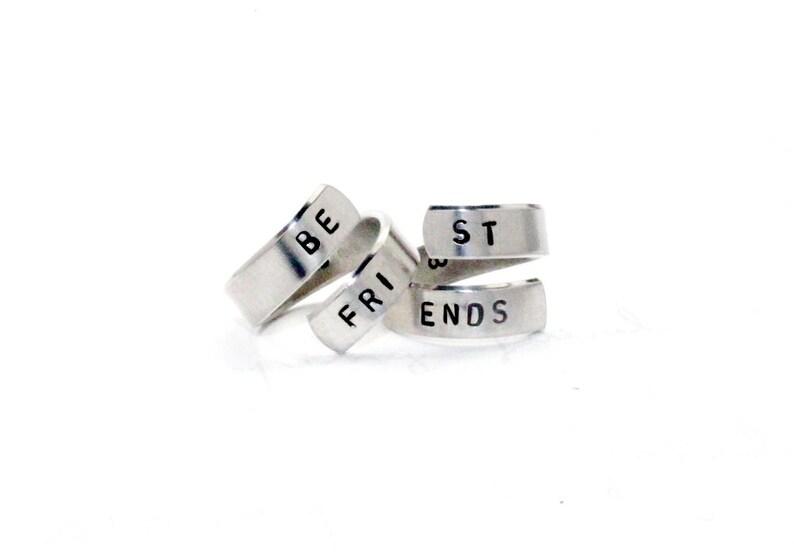 Best Friends Ring Set BFF Rings Personalized Stamped Ring - Etsy