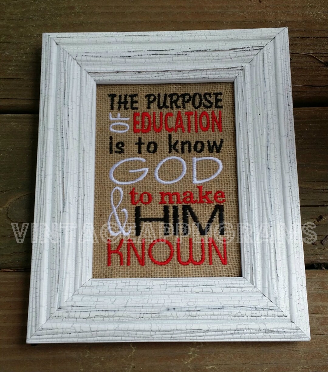 Embroidered Burlap Sign: the Purpose of Education Framed Gift - Etsy